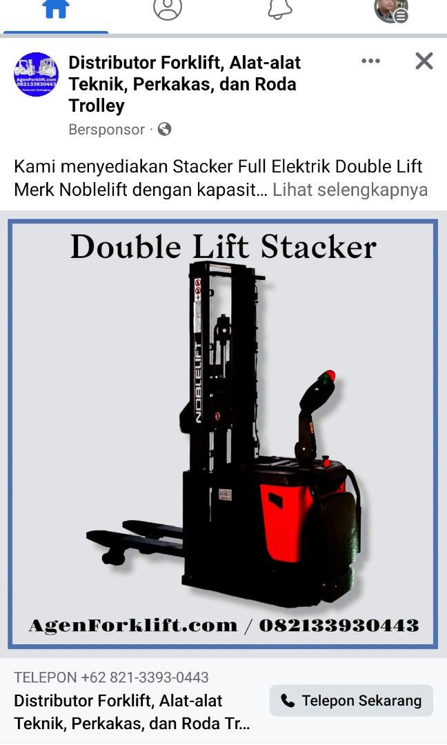 Stacker Full Elektrik Double Lift, Serba Serbi, Others di Carousell