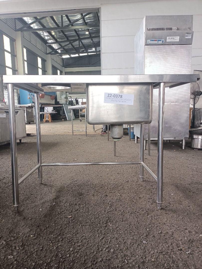 Stainless steel soil dish sink table c/w scrap hole, Furniture & Home ...