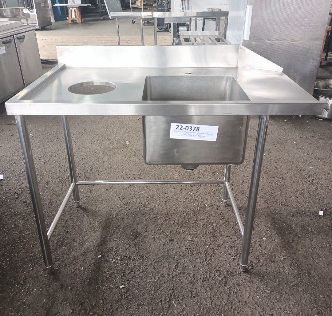 Stainless steel soil dish sink table c/w scrap hole, Furniture & Home ...