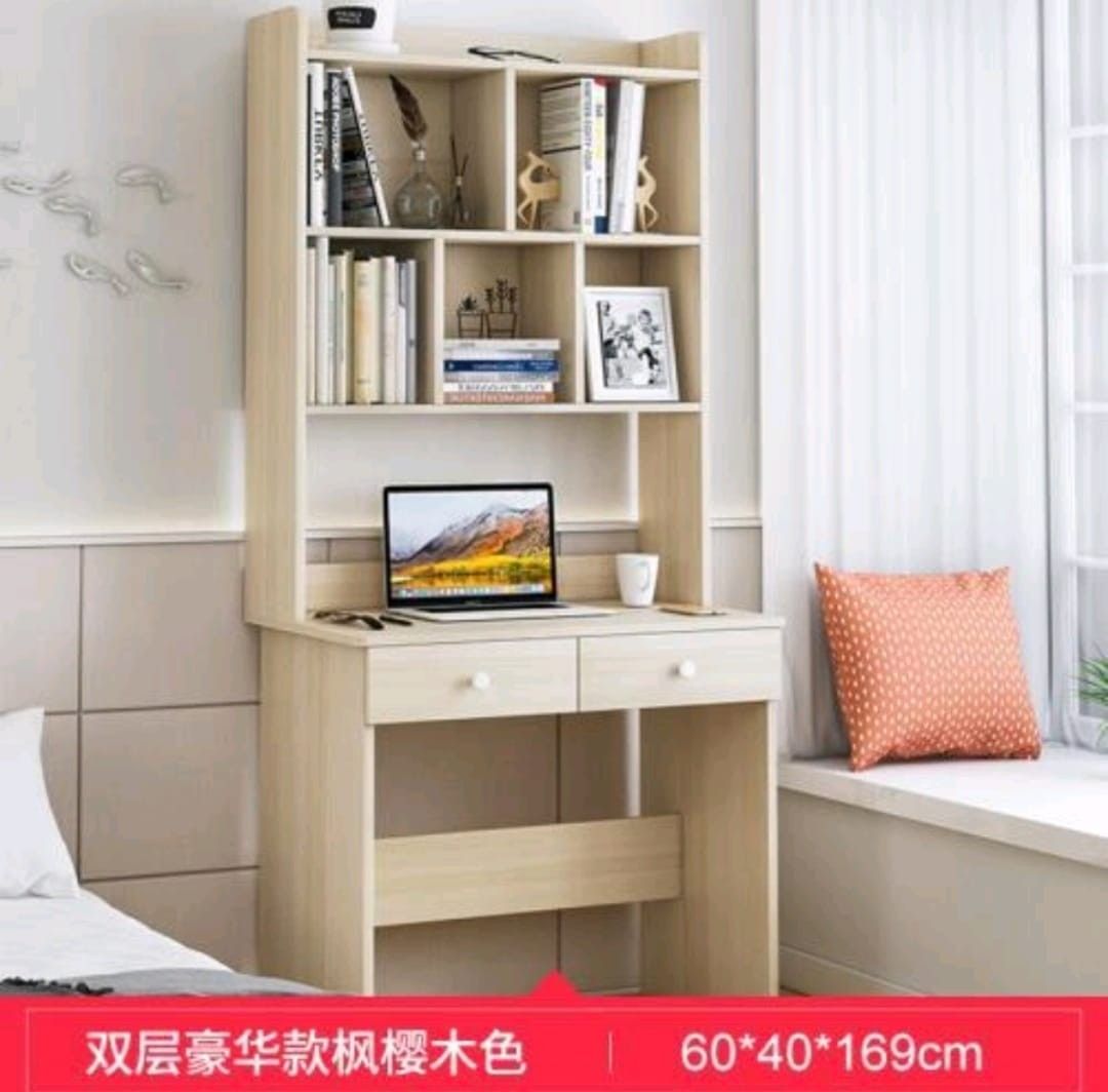 STUDY TABLE with Top Shelves, Furniture & Home Living, Furniture ...