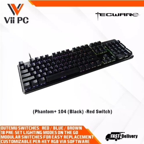 Tecware Phantom + 104 Black RGB Mechanical Keyboard, Computers & Tech ...