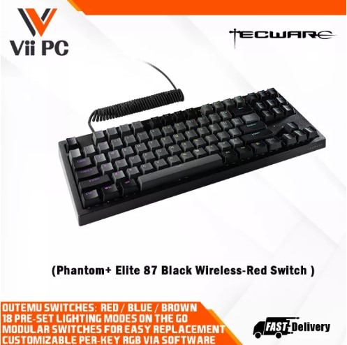 Tecware Phantom Phantom+ Elite 87 Wireless Black and White RGB ...