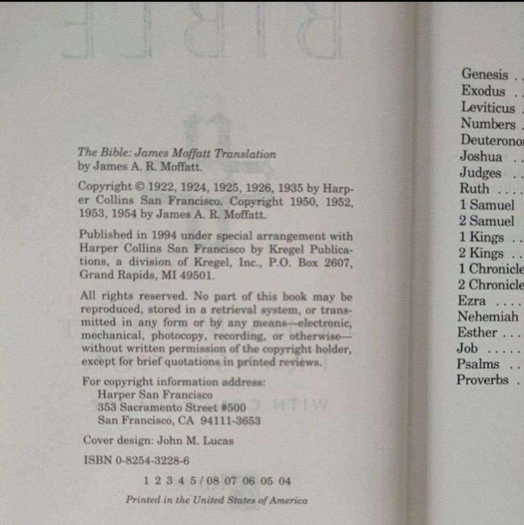 The Bible: James Moffatt Translation with Concordance, Hobbies & Toys ...
