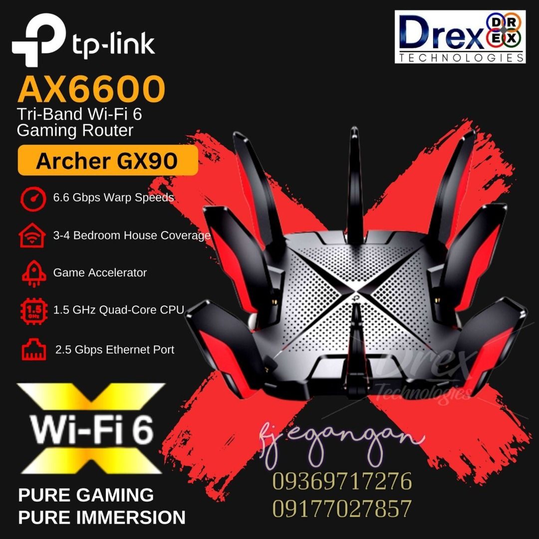 TP-link Archer GX90 AX6600 Tri-Band Wi-Fi 6 Gaming Router, Computers ...