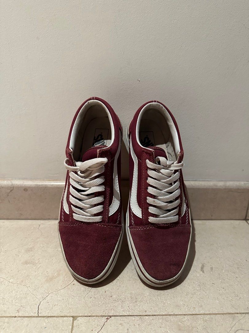 Vans Maroon Shoes, Women's Fashion, Footwear, Sneakers on Carousell