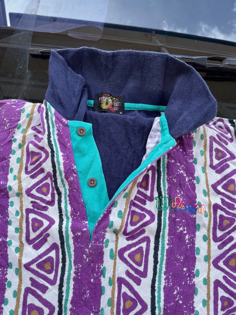 Vintage Wilson Aztec Pattern Multicolor Polo Shirt, Men's Fashion, Tops ...