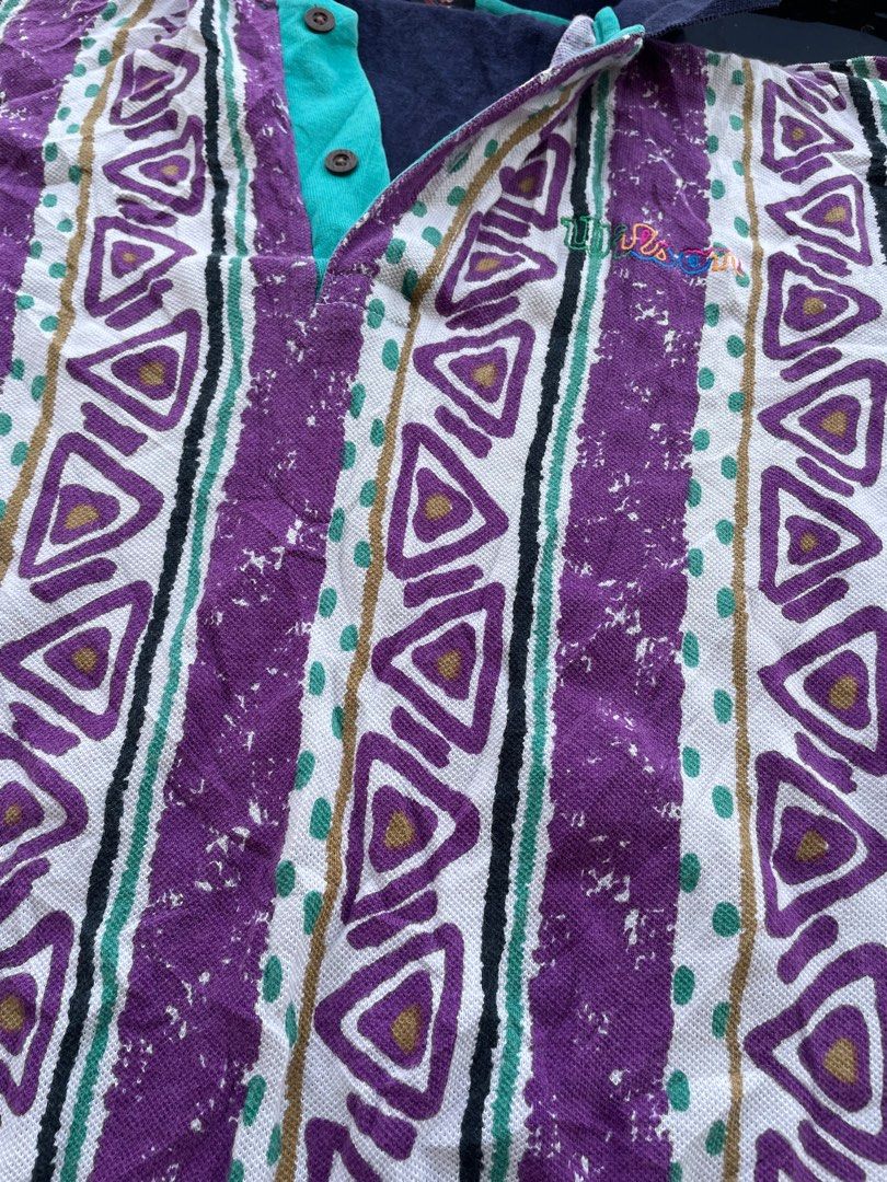 Vintage Wilson Aztec Pattern Multicolor Polo Shirt, Men's Fashion, Tops ...
