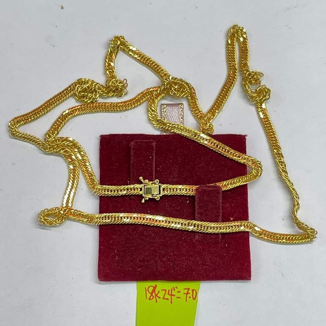 18K Saudi Gold Triple Lock Necklace, Women's Fashion, Jewelry ...