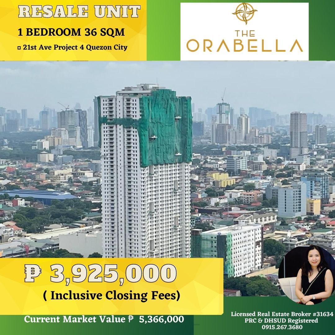 1 Bedroom 38 sqm Resale Condo in Cubao Quezon City The Orabella by DMCI ...