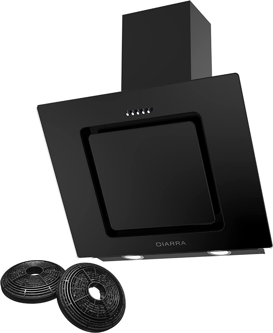 3608) CIARRA CBCB6725 Angled Cooker Hood 60cm with CBCF002X2 Carbon ...