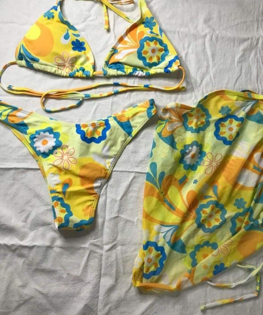 3 pc yellow bikini swimsuit, Women's Fashion, Swimwear, Bikinis ...