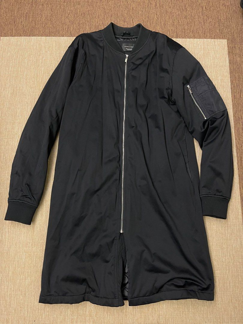 二手 ZARA BTS 著用款 SIZE XL 黑色 長身 外套 大褸 男 MAN Long Bomber Jacket coat in ...