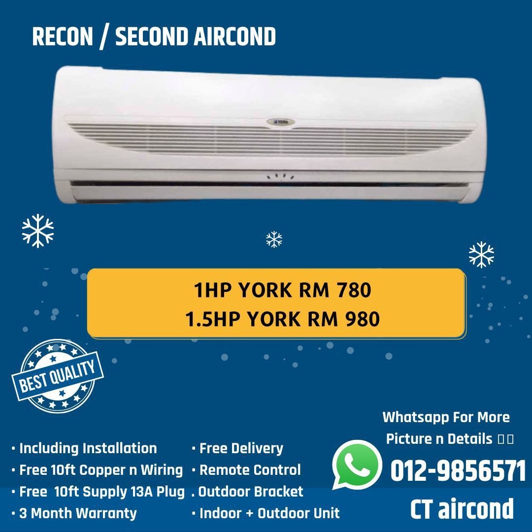 Acc89 1hp York Aircond, TV & Home Appliances, Air Conditioners & Heating on Carousell