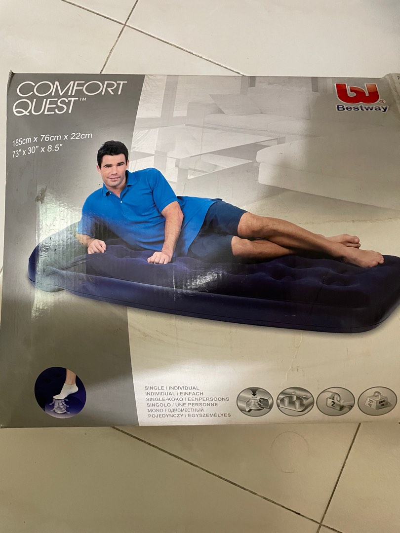 Air bed adult size with built-in pump, Furniture & Home Living ...