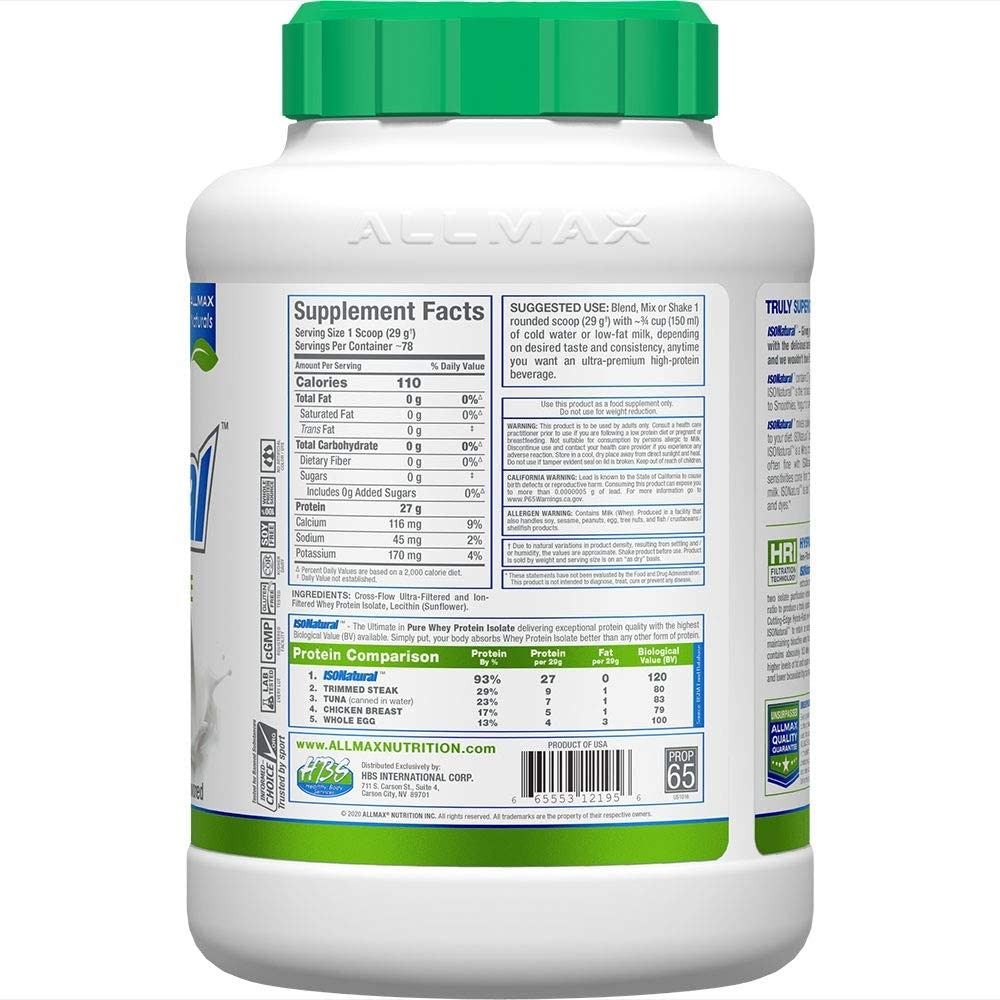 AllMax IsoNatural 100% Whey Protein Isolate 2.3kg (exp. 09/2024 ...