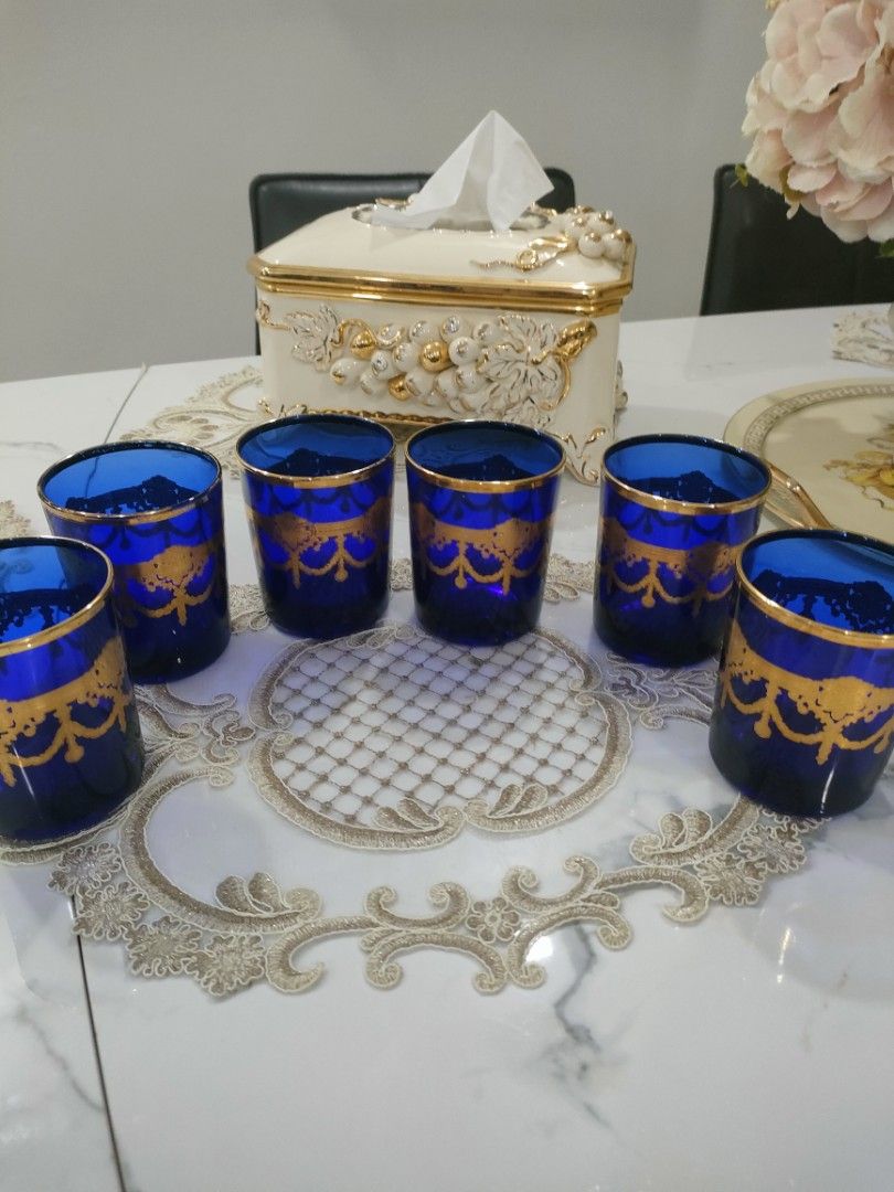 Blue Glass set, Furniture & Home Living, Kitchenware & Tableware, Other ...