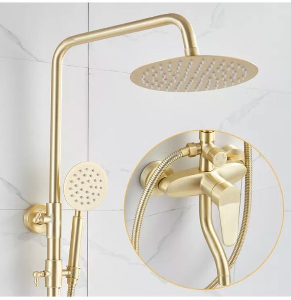 Brushed Gold Shower Set (Hot & Cold mixer), Furniture & Home Living ...