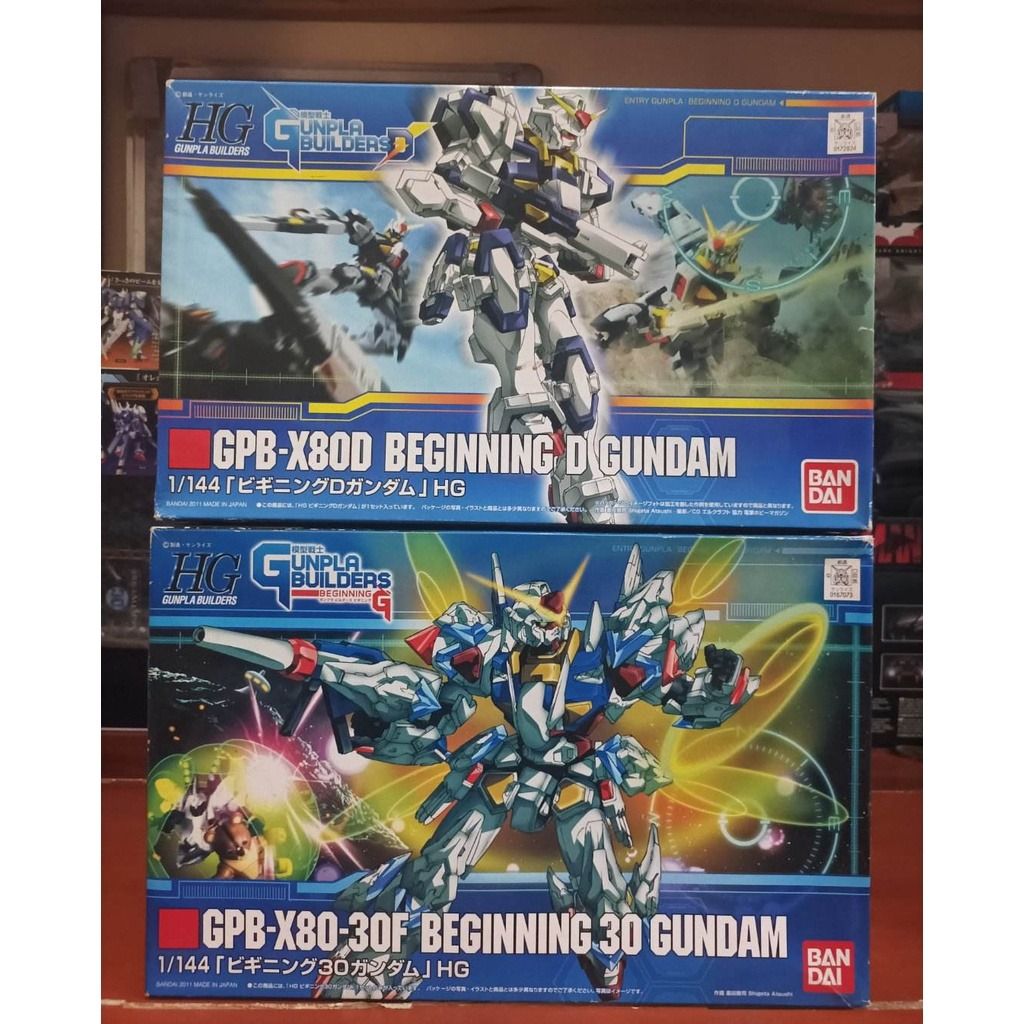 BUNDLE SET BANDAI HG 1/144 Gunpla Builders Beginning Gundam D and ...