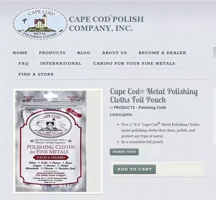 Cape Cod Metal Polishing / Stain Removal Cloth, Women's Fashion ...
