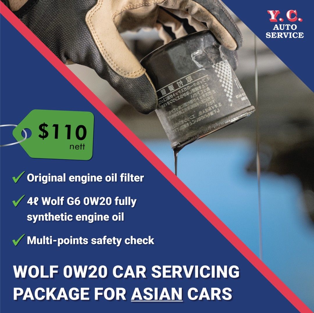 CAR SERVICING PACKAGE: Wolf 0W20 Fully Synthetic Engine Oil & Original ...