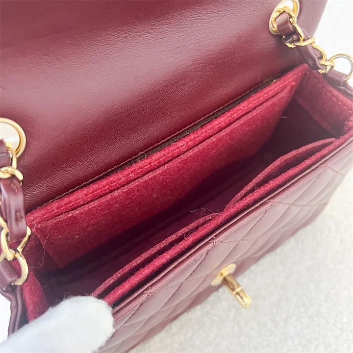 Chanel Classic Mini Rectangle Flap in 15B Burgundy Red Lambskin GHW ...