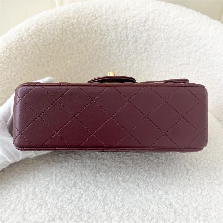 Chanel Classic Mini Rectangle Flap in 15B Burgundy Red Lambskin GHW ...