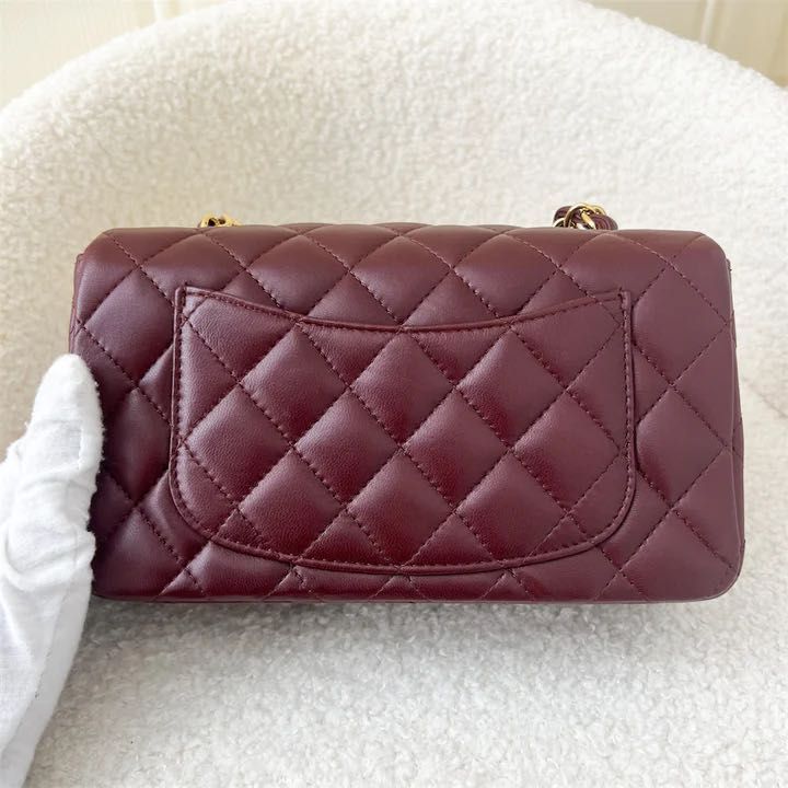 Chanel Classic Mini Rectangle Flap in 15B Burgundy Red Lambskin GHW ...