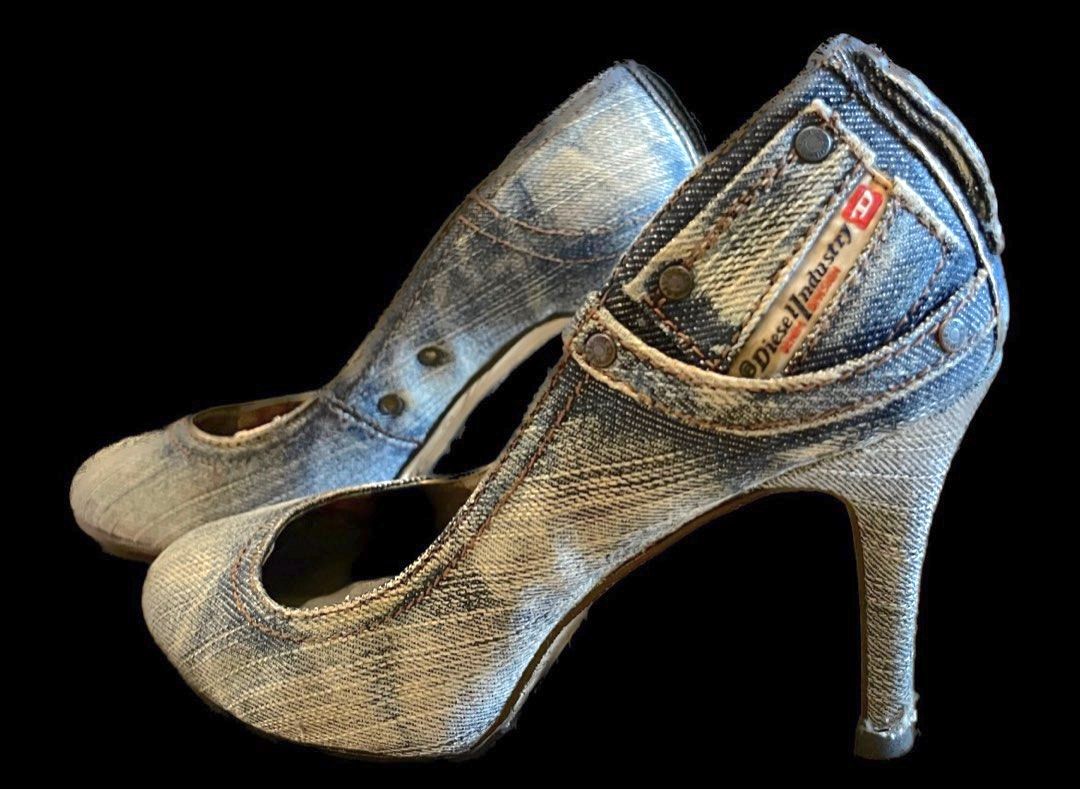 Diesel Industry Denim Stiletto Heels, Women's Fashion, Footwear, Heels ...