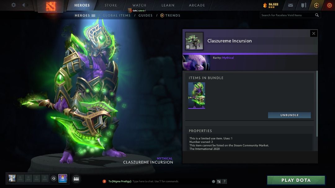 DOTA 2 Collectors Cache 2020 - Claszureme Incursion Faceless Void Very ...