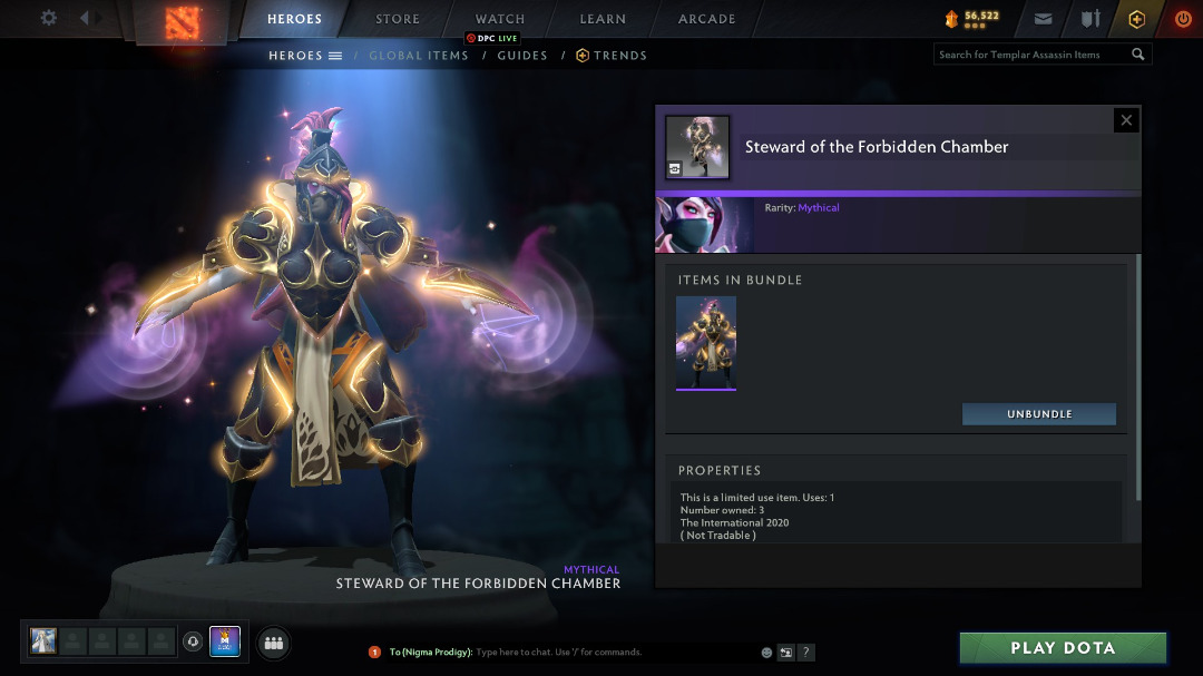 DOTA 2 Collectors Cache 2020 - Steward of the Forbidden Chamber Templar ...