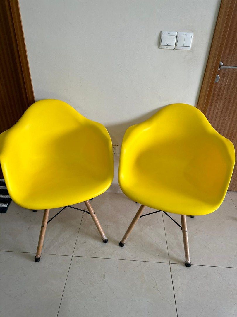 Eames Replica Arm Chair (Yellow), Furniture & Home Living, Furniture ...