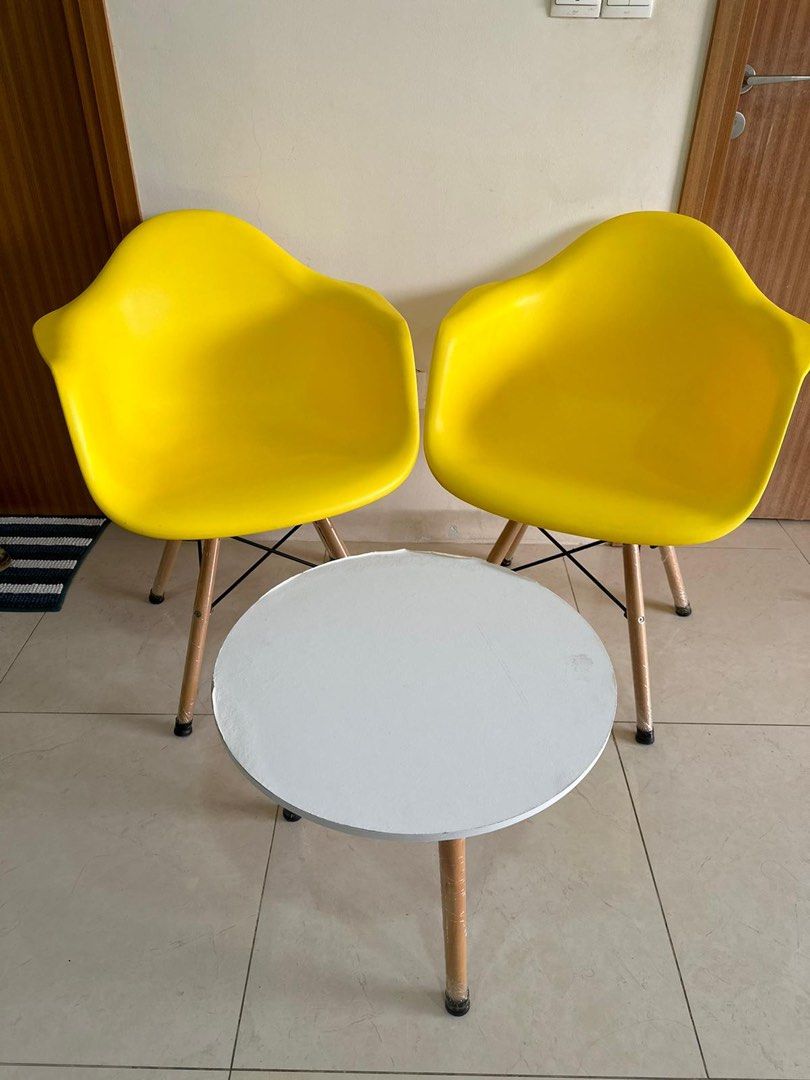 Eames Replica Arm Chair (Yellow), Furniture & Home Living, Furniture ...