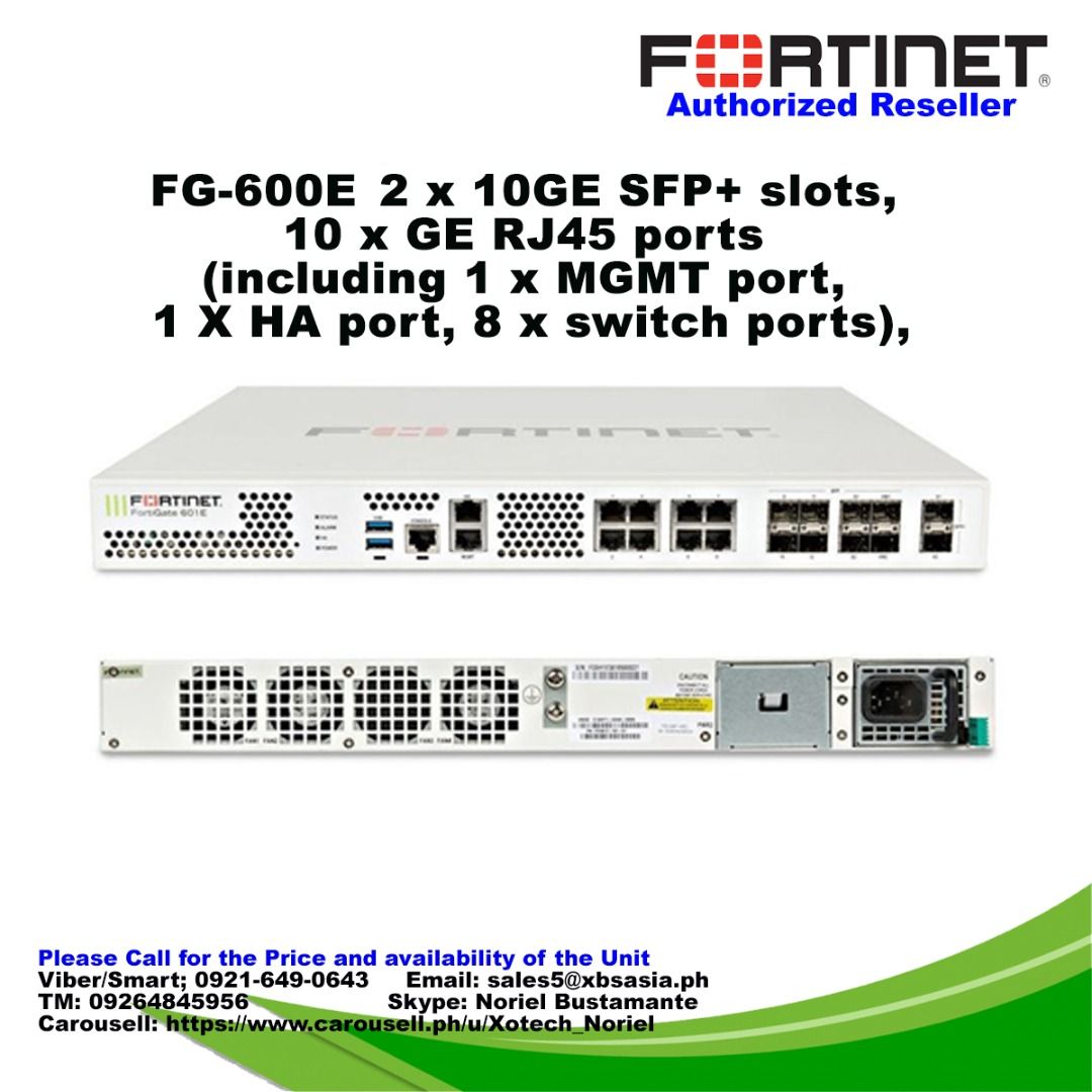 FG-600E 2 x 10GE SFP+ slots, 10 x GE RJ45 ports (including 1 x MGMT ...