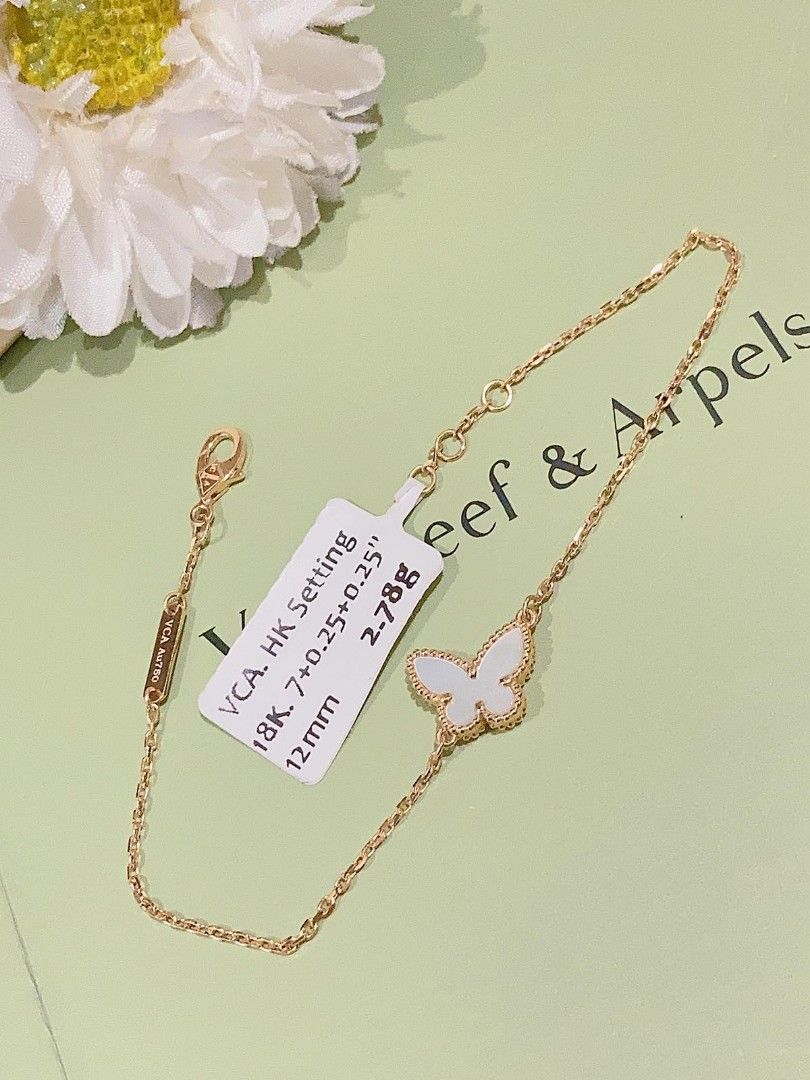 Hk18k vca white butterfly bracelet, Women's Fashion, Jewelry ...