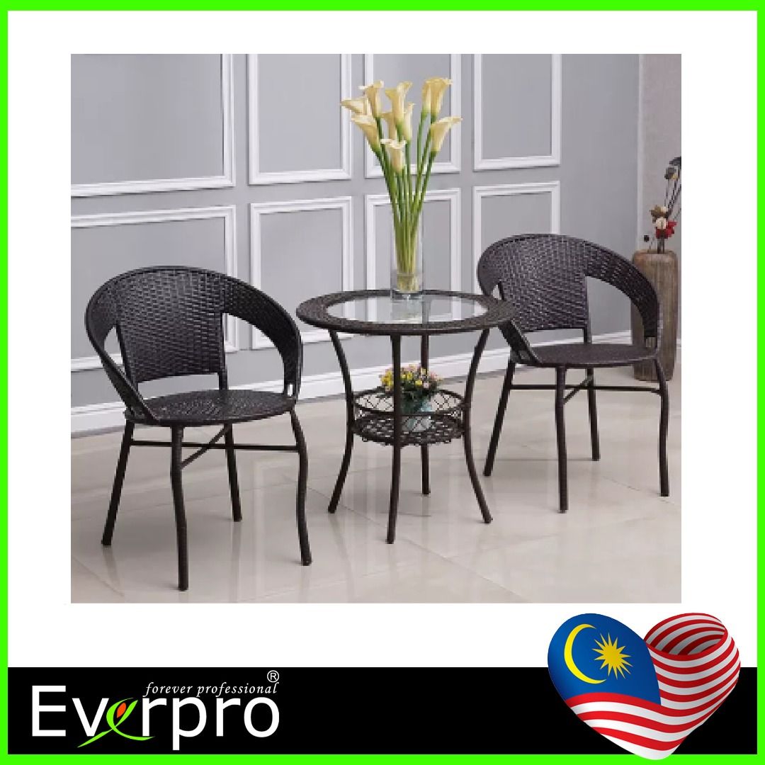 Home Garden Set with 1 table + 2 Chair/ Balcony table/ Outdoor Set ...