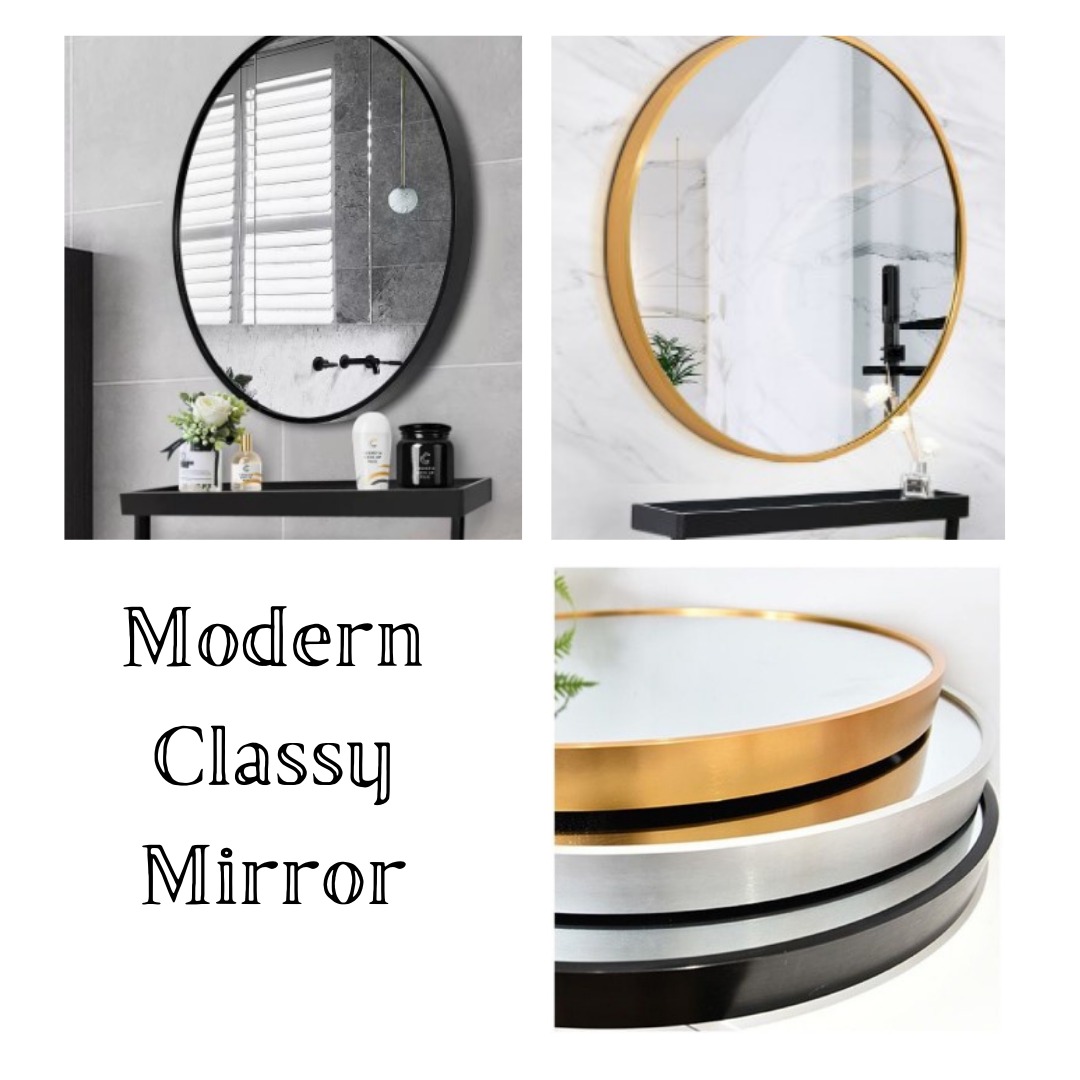 [In Stock] BN Modern Classy Round Mirror W/WO Shelf, Furniture & Home ...