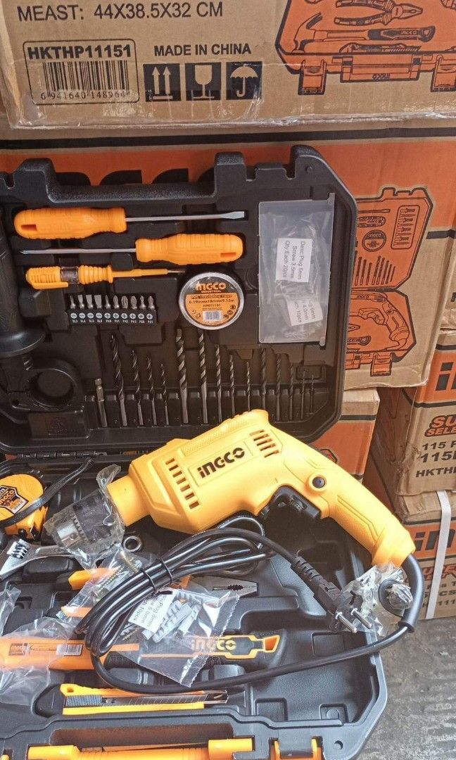 Ingco drill complete set, Commercial & Industrial, Construction Tools ...
