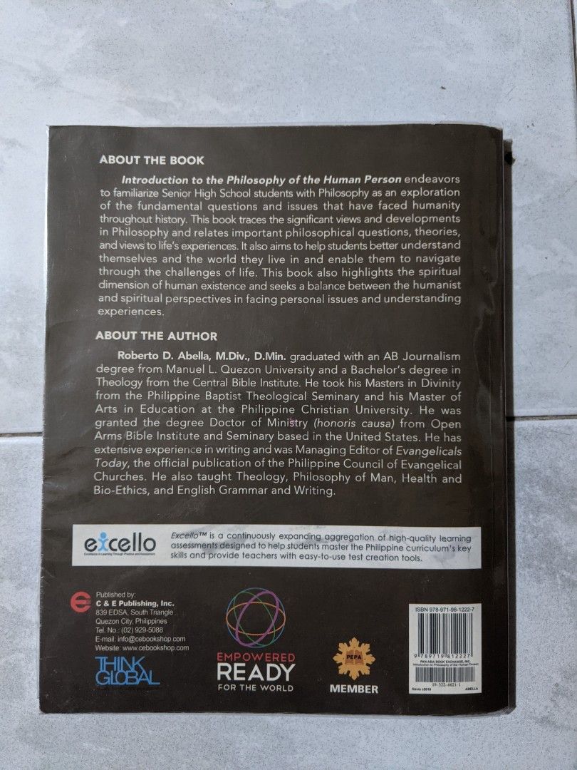 Introduction to Philosophy of the Human Person By Abella (C&E), Hobbies ...