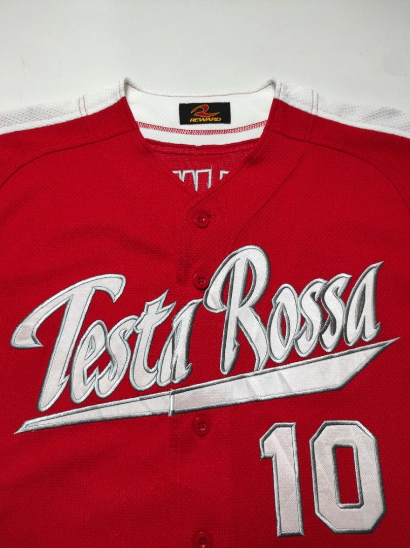 Jersey Baseball Testa Rossa Fujiwara No 10 By Reward, Fesyen Pria ...