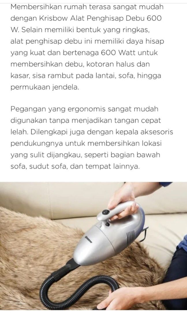 Krisbow turbo tiger vacuum cleaner, Perabotan Rumah di Carousell