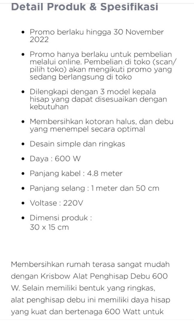 Krisbow turbo tiger vacuum cleaner, Perabotan Rumah di Carousell