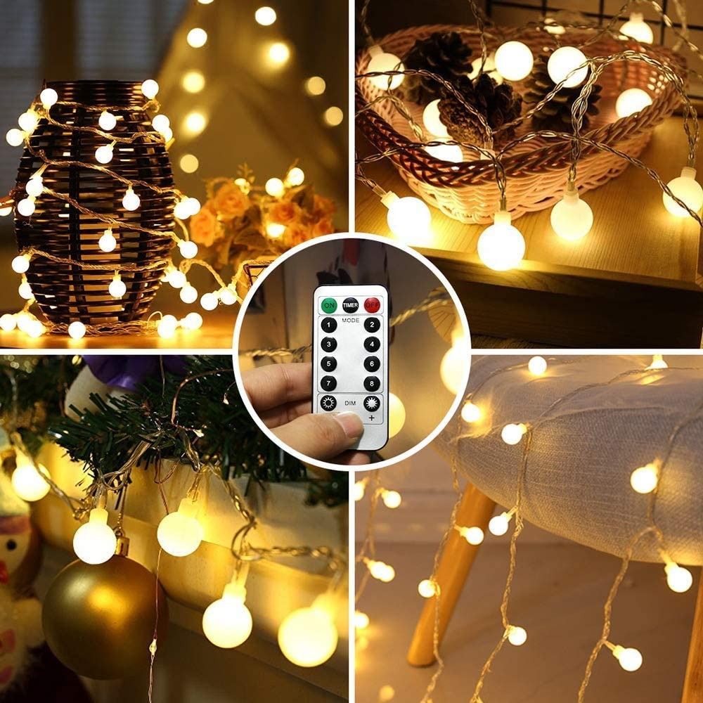 LE Battery Powered LED Globe String Lights Ball Fairy Lights with ...