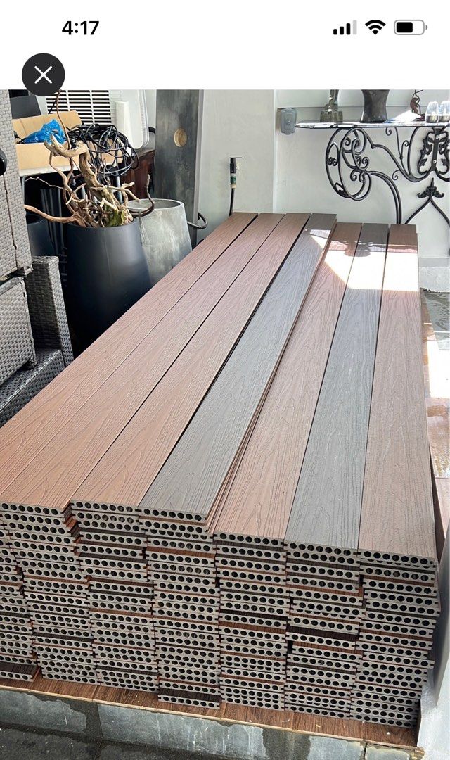 Long 3m outdoor wooden deck, Furniture & Home Living, Outdoor Furniture ...