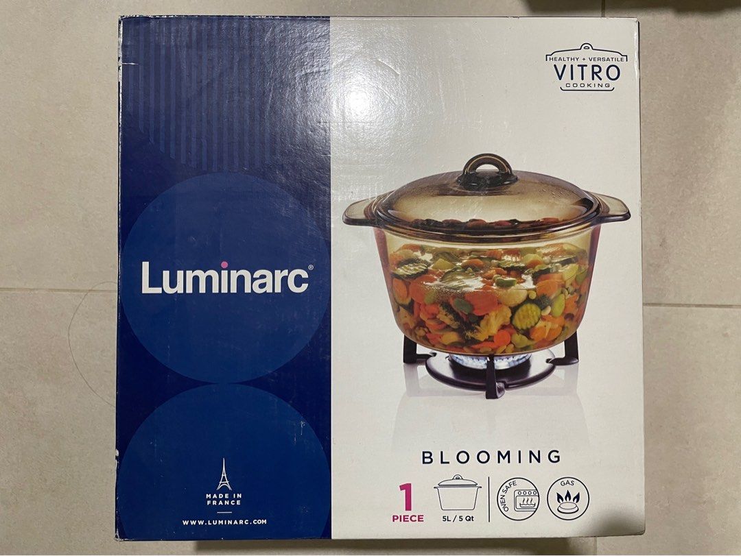Luminarc Vitro Blooming Glass Cooking Pot 5L on Carousell
