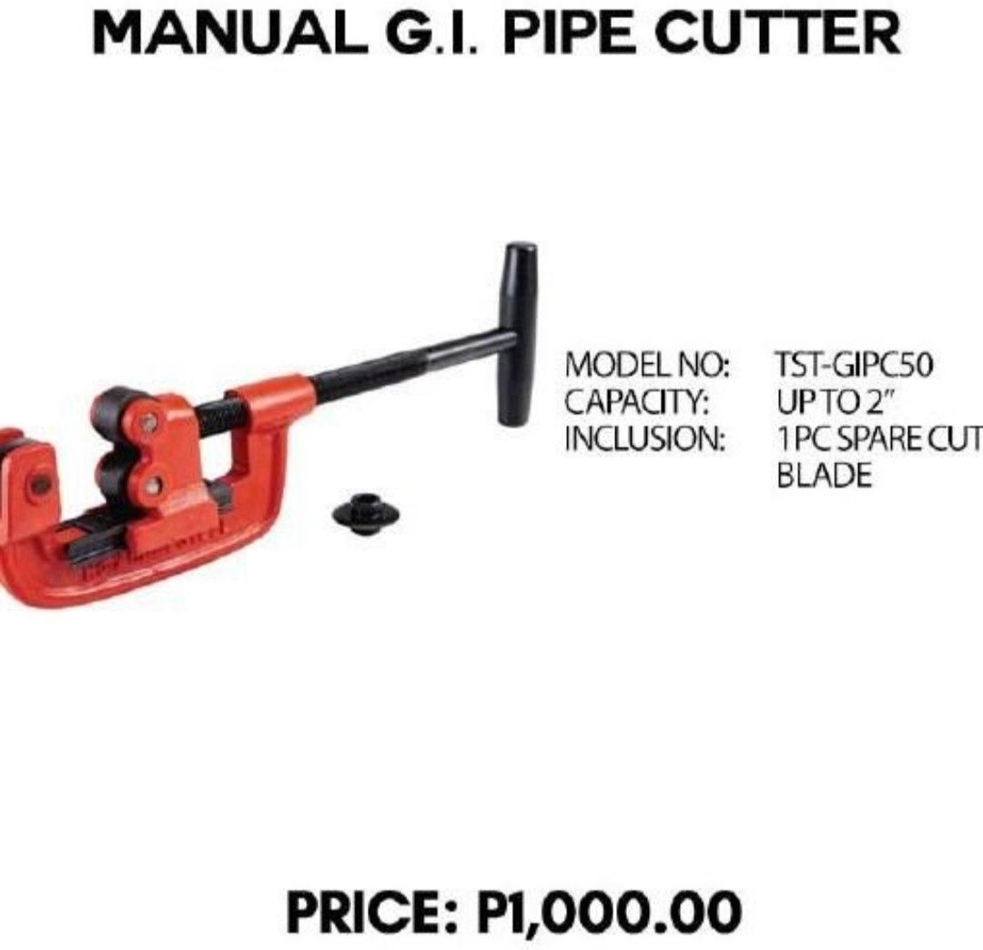 Manual G.I Pipe Cutter, Commercial & Industrial, Construction Tools ...