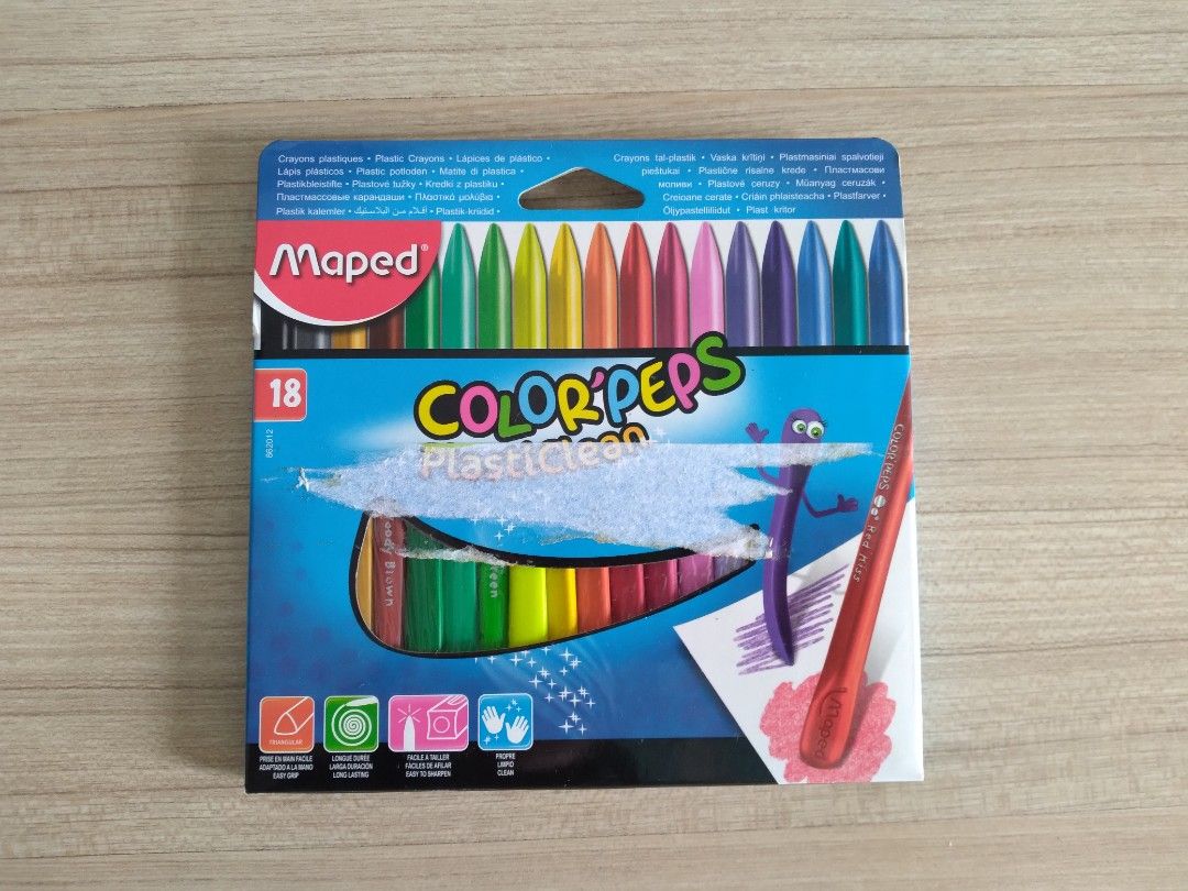 Maped Plasticlean Crayons 18 colors, Hobbies & Toys, Stationary & Craft ...