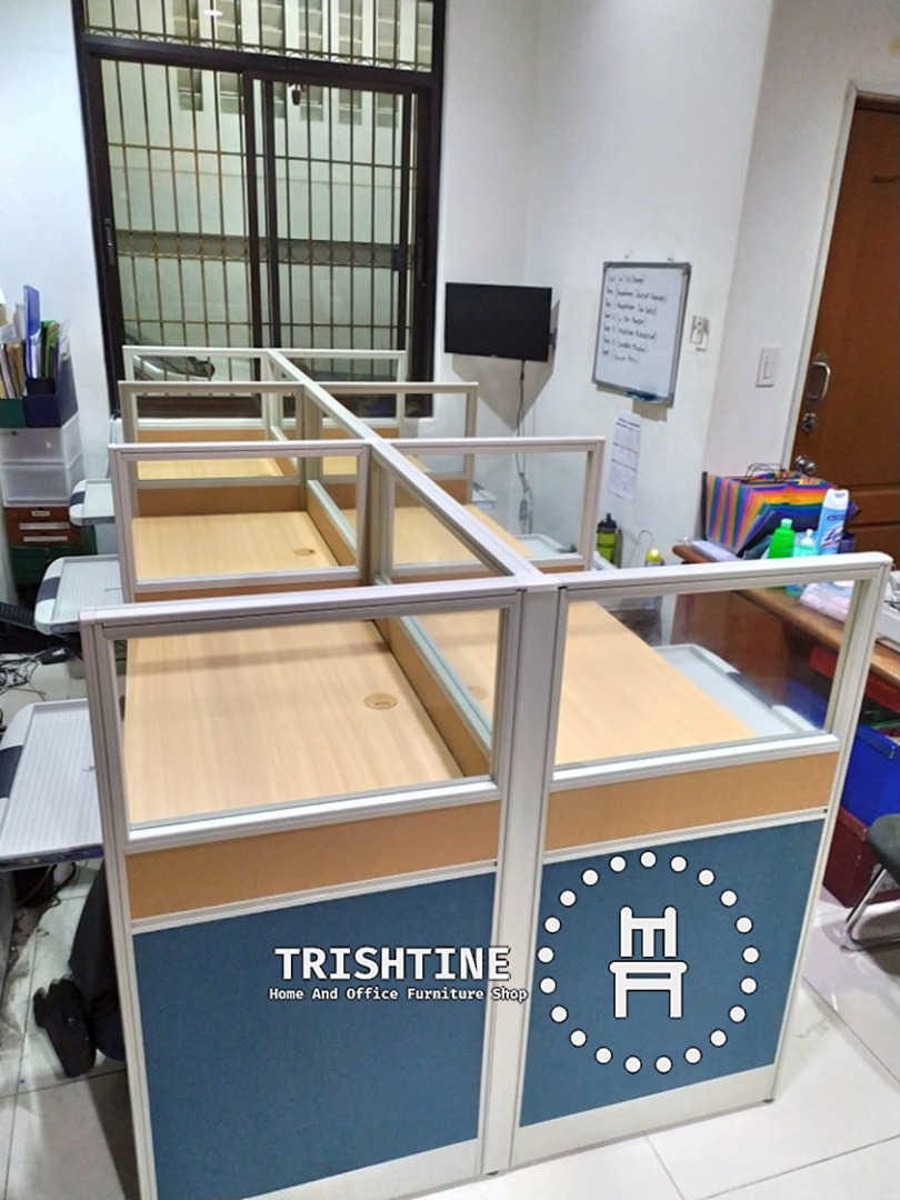 Fabric with Glass Sharing Modular Cubicle Partitions, Furniture & Home ...