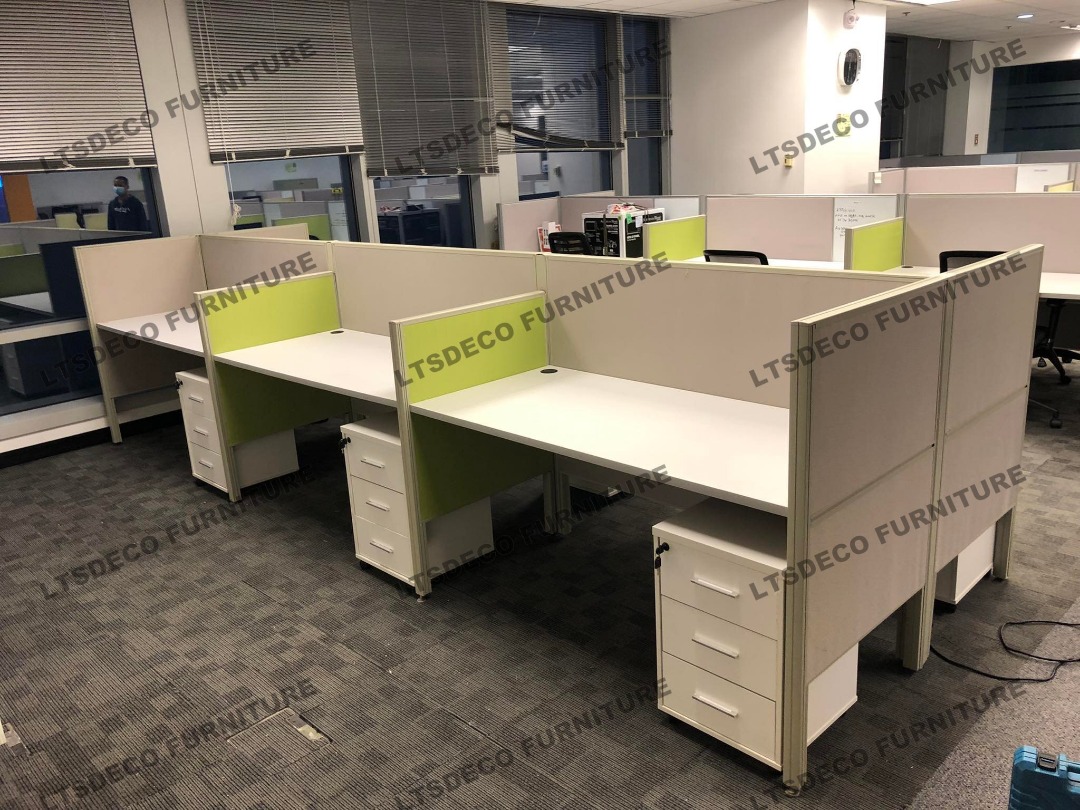 MODULAR WORKSTATION TABLE FULL FABRIC OFFICE PARTITION, Furniture ...