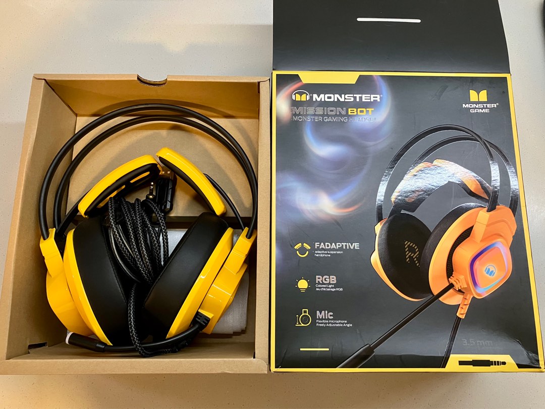 [FINAL PRICE DROP!] MONSTER MISSION BOT YELLOW GAMING HEADSET, Audio ...