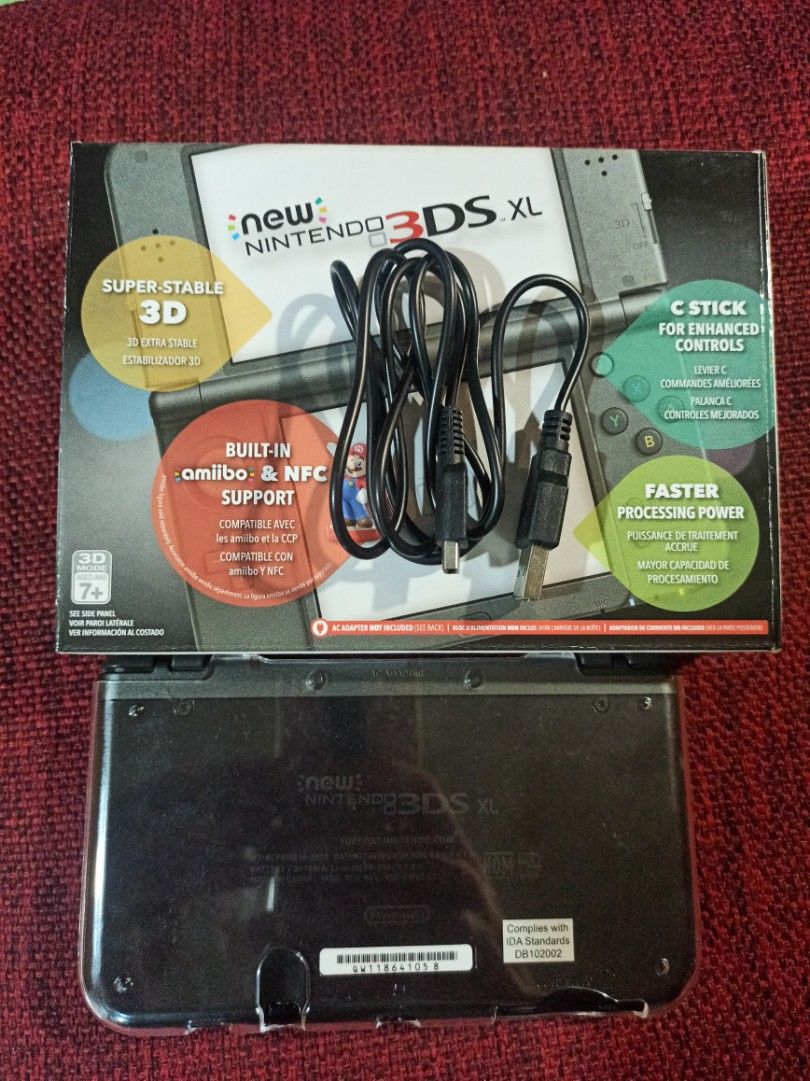 New Nintendo 3DS XL with 128 GB storage. Grey color with box and ...